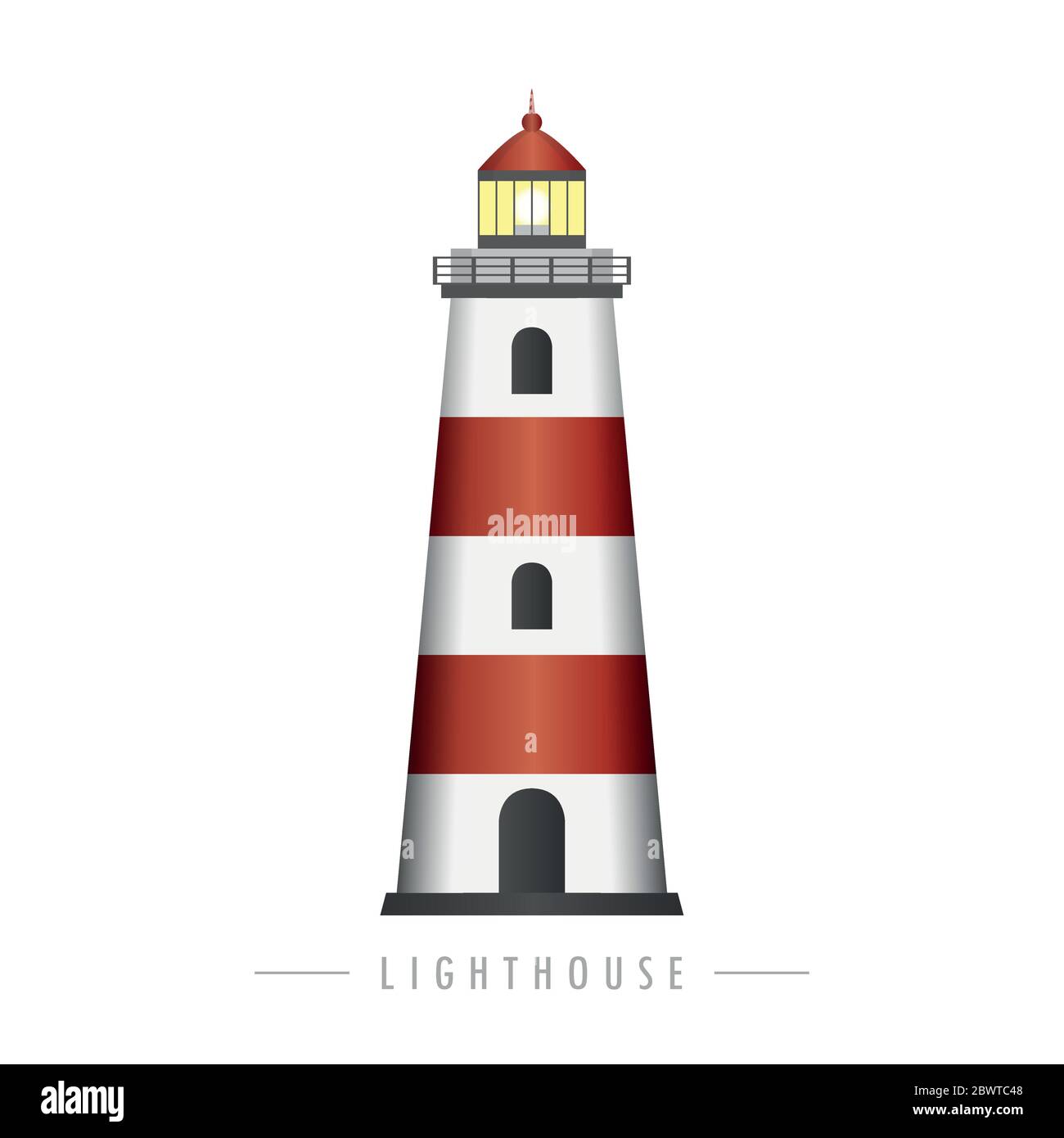 red and white lighthouse isolated vector illustration EPS10 Stock ...