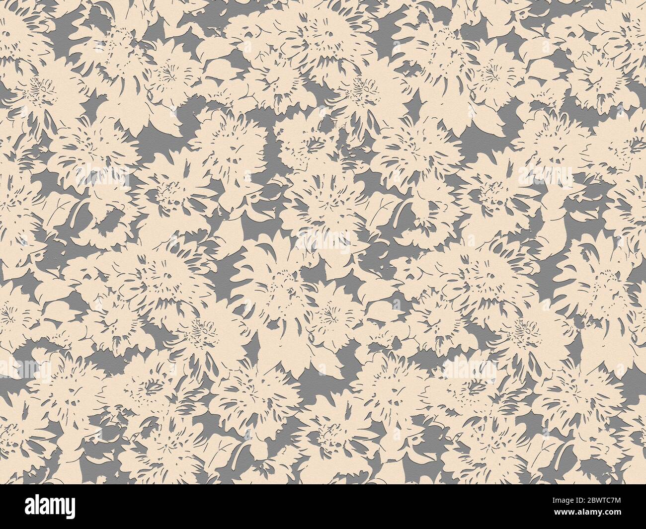 Seamless pattern with spring flowers and leaves. Hand drawn background ...