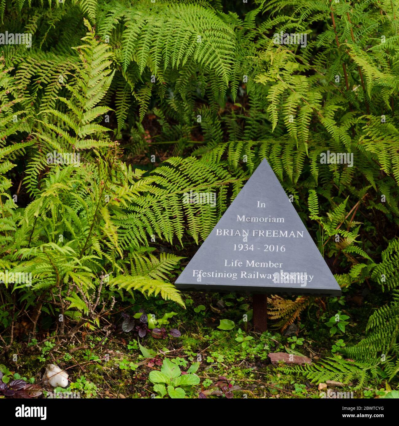 Blaenau Ffestiniog, North Wales, UK: Sep 14, 2017: A triangular slate ...