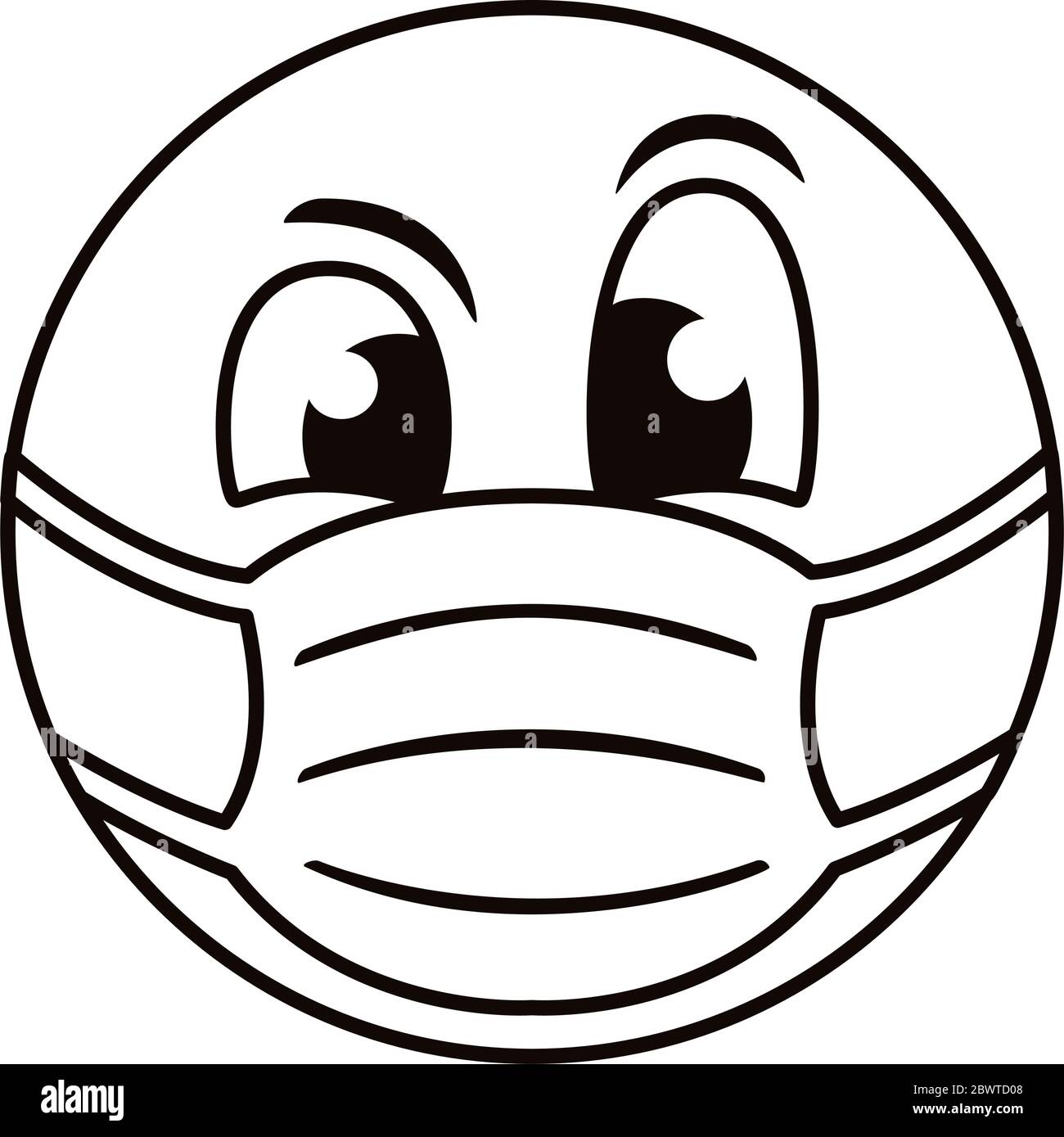 emoji wearing medical mask line style Stock Vector Image & Art - Alamy