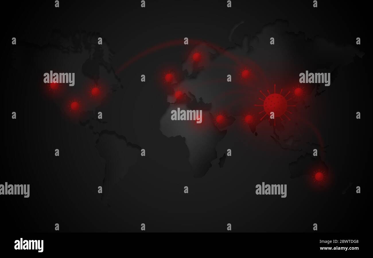 World map with coronavirus. The concept of an epidemic and pandemic ...