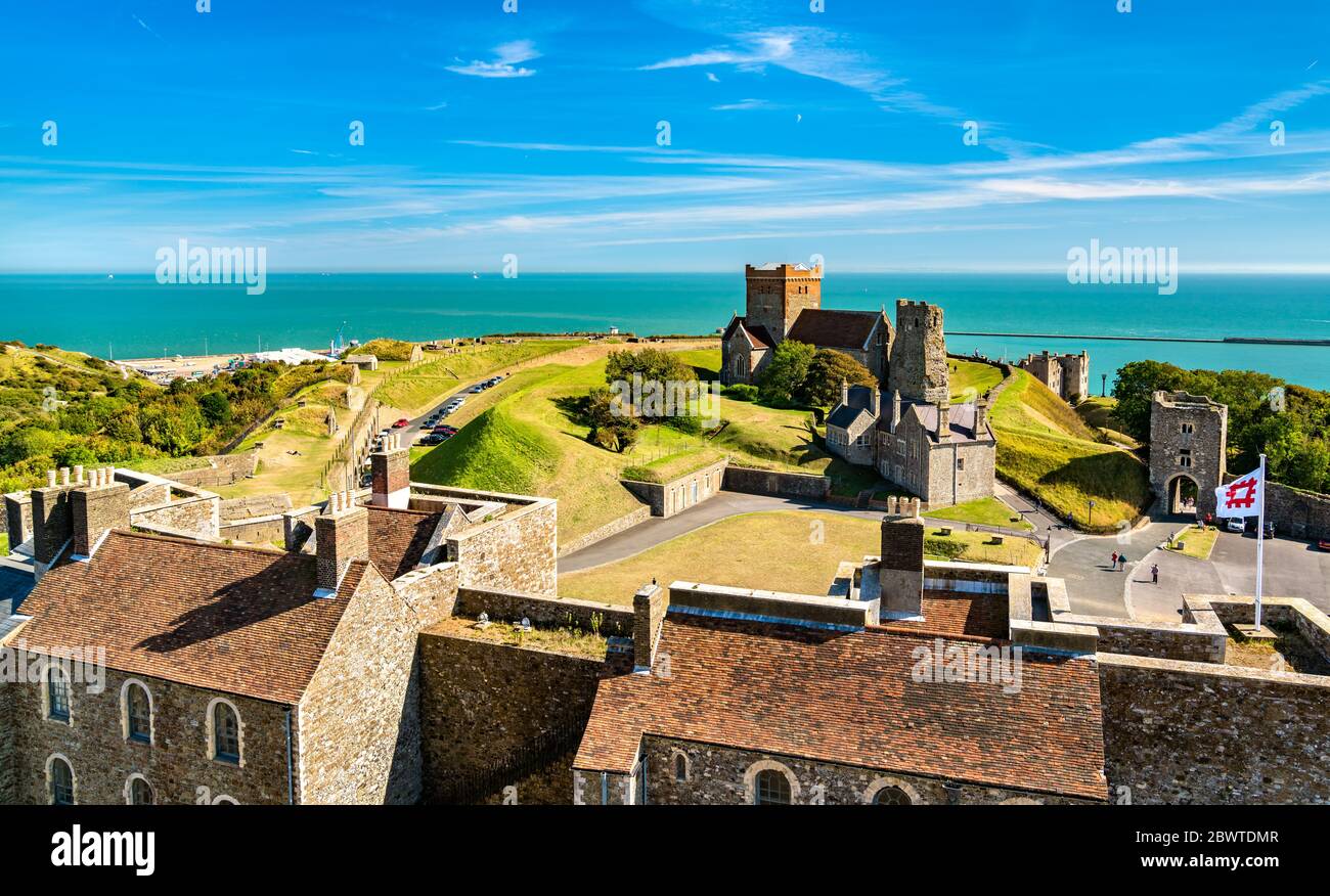 St Mary in Castro Church and a Roman lighthouse at Dover Castle in ...