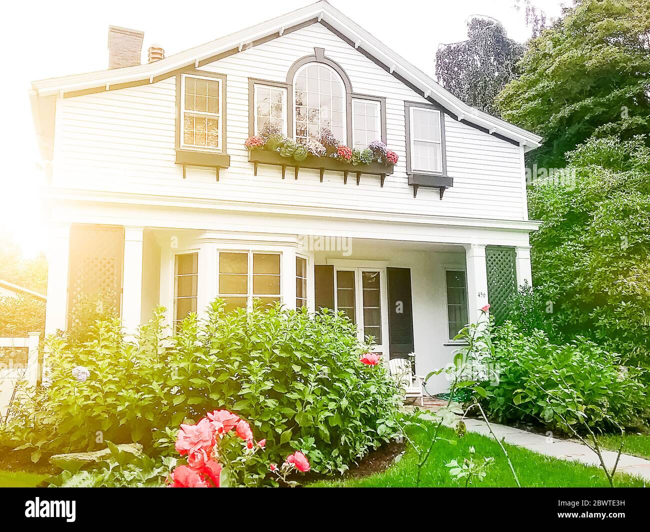 Picture of beautiful village house with garden Stock Photo - Alamy