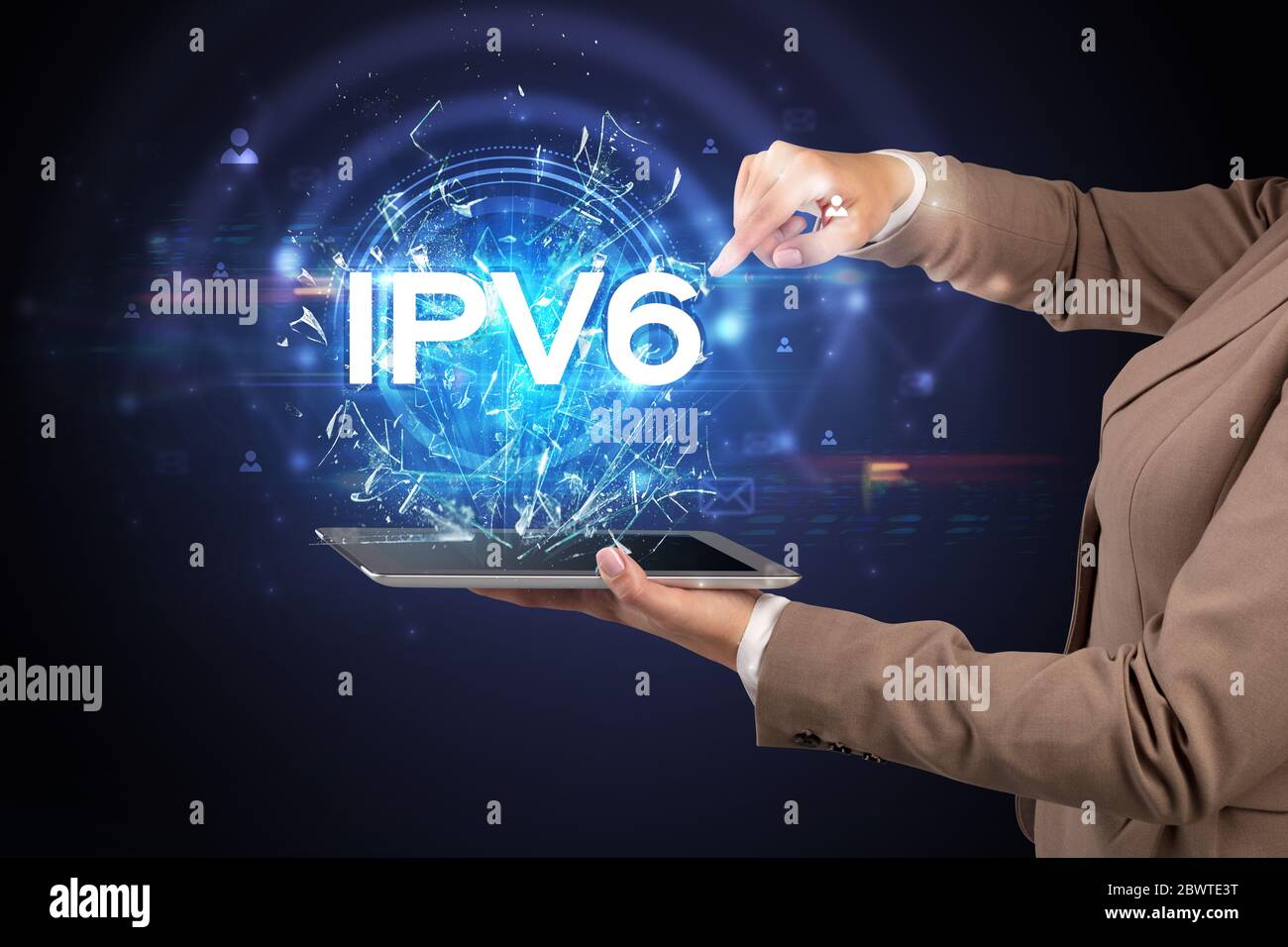 Close-up of a touchscreen with IPV6 abbreviation, modern technology concept Stock Photo - Alamy