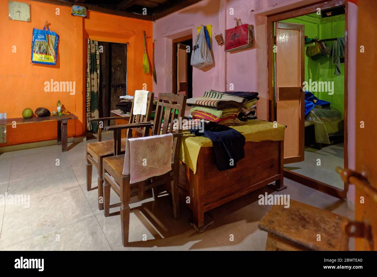 Interior of living room of village house Stock Photo - Alamy