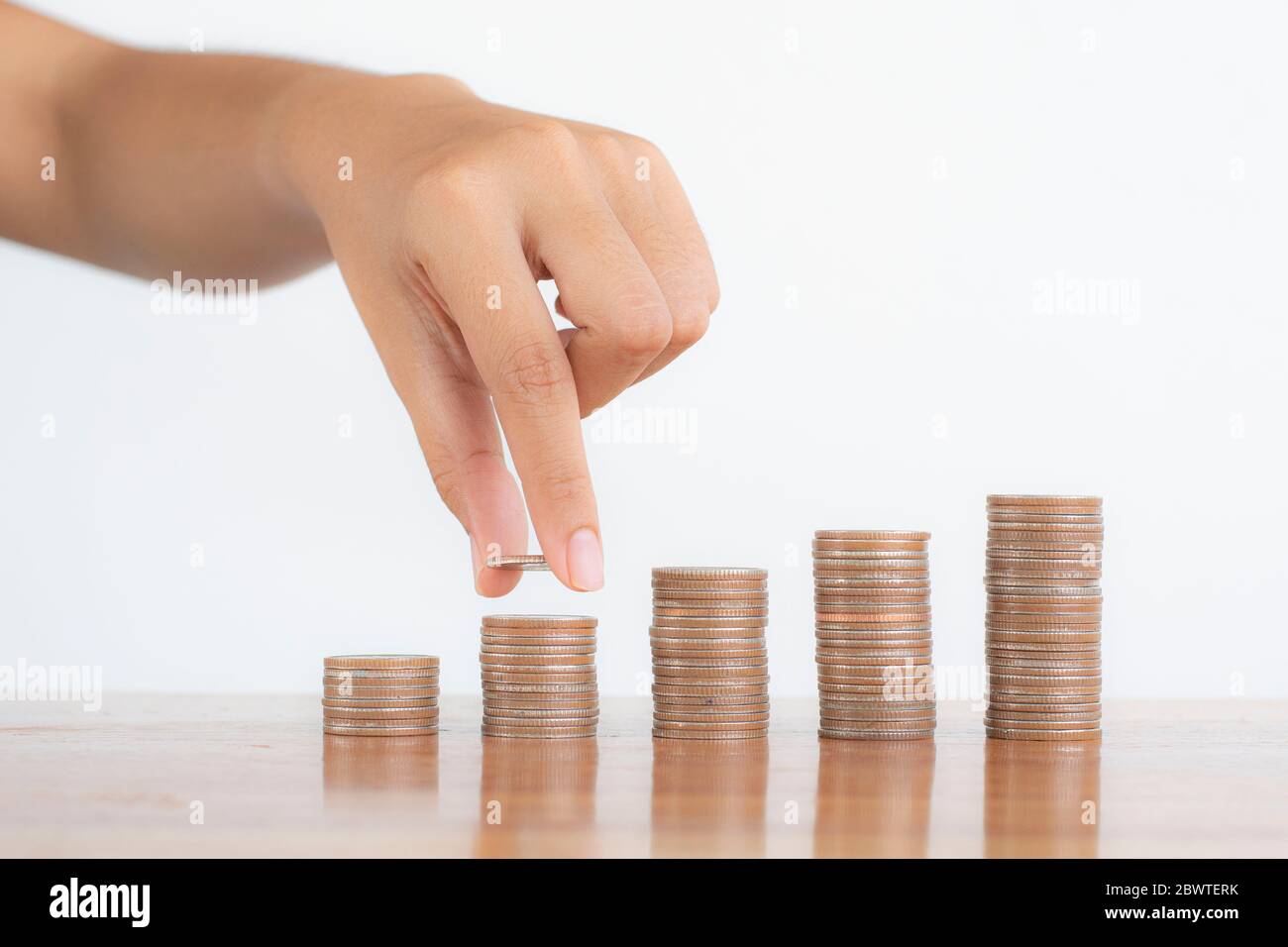 Money growth Saving money. coins to shown concept of growing business ...