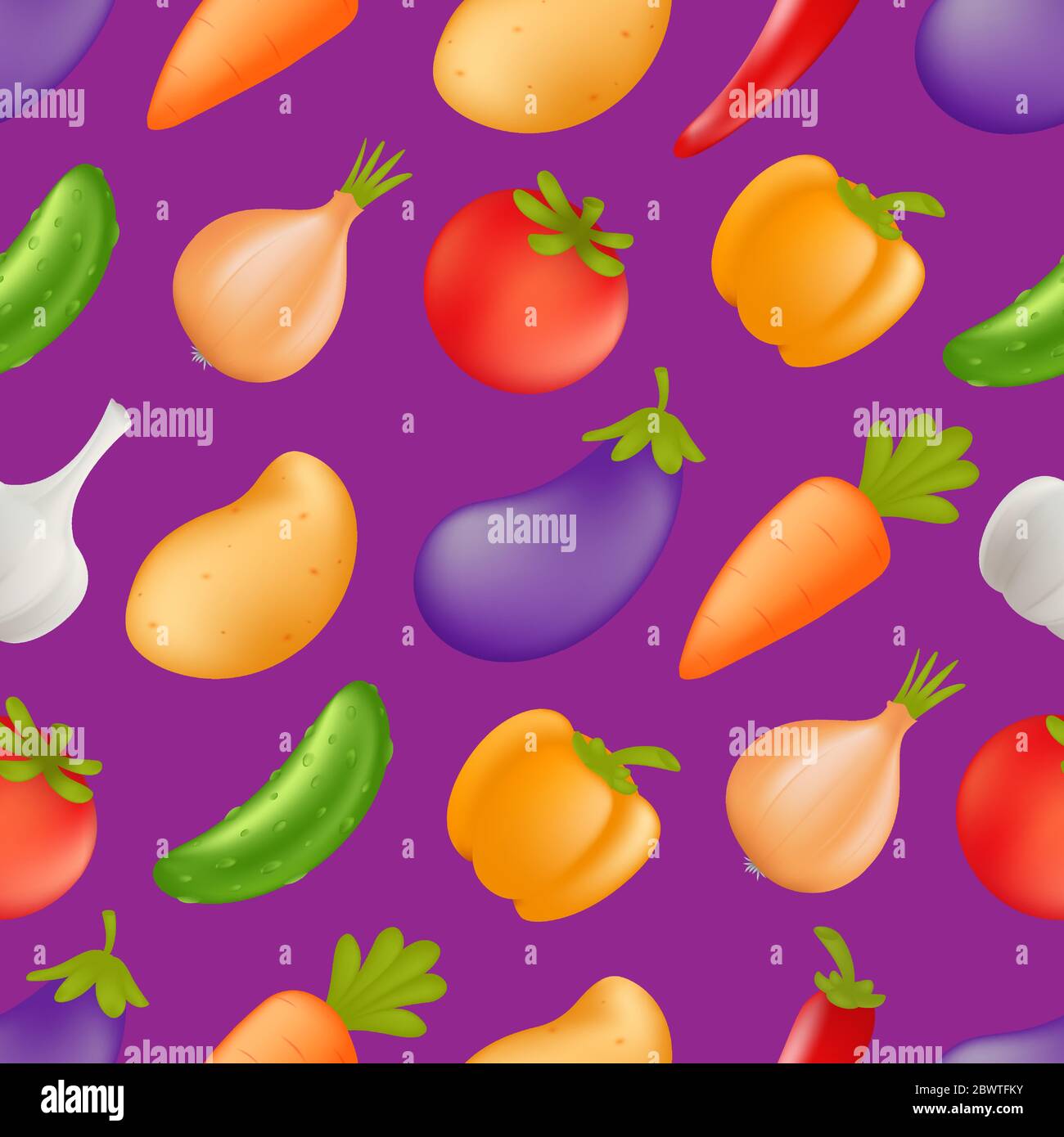 Vegetables seamless pattern. Vector cartoon healthy food concept with ...