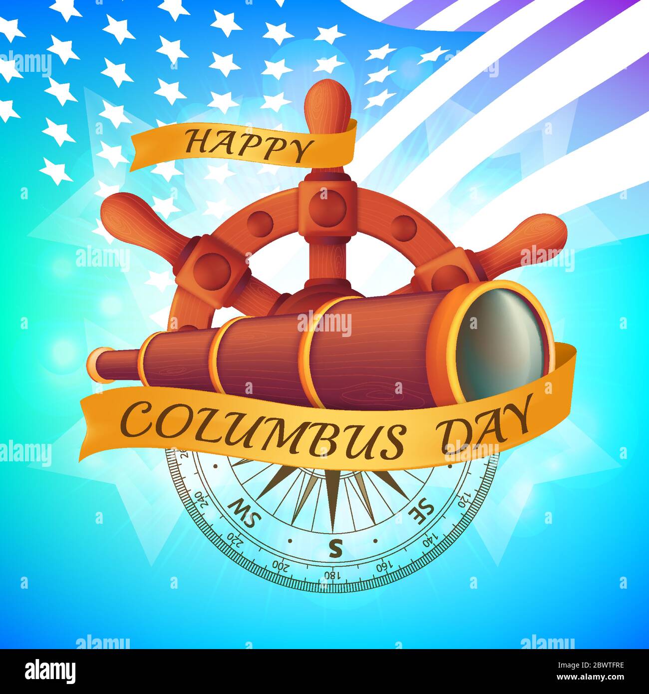 Happy Columbus Day celebrating emblem - America discover holiday symbol ...