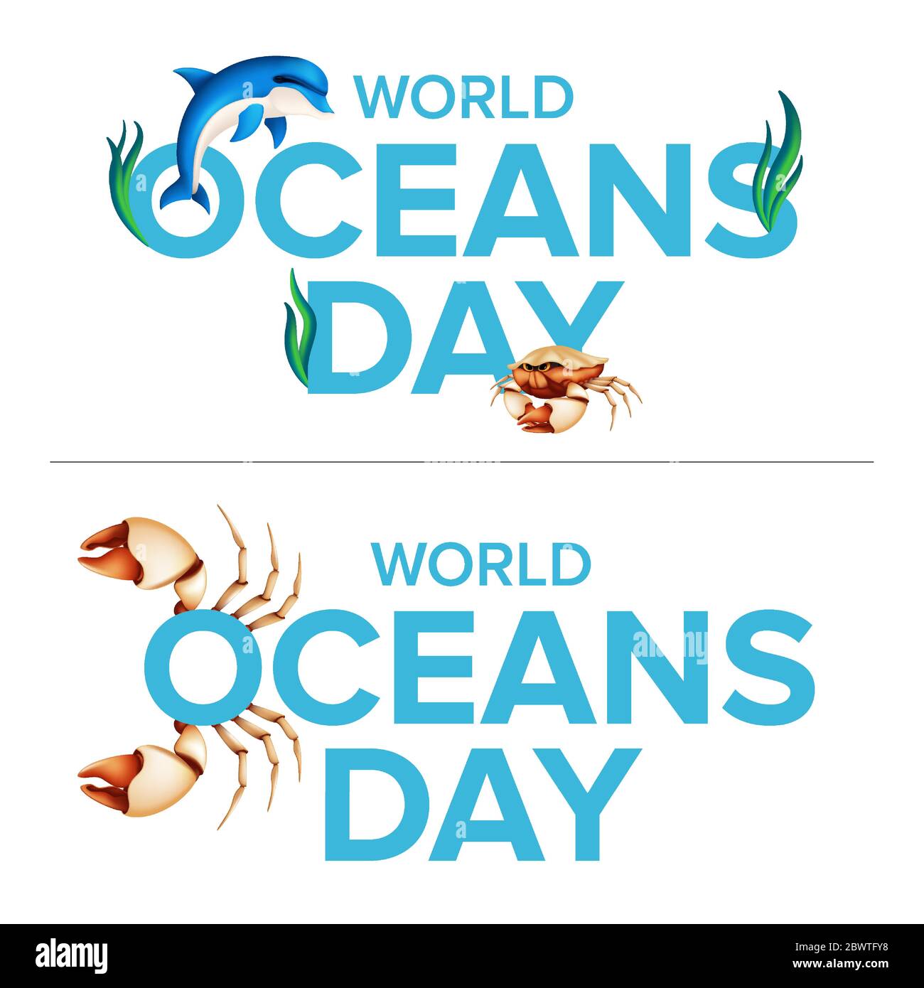 World oceans holiday logo graphic design concept of the ecosystem ...