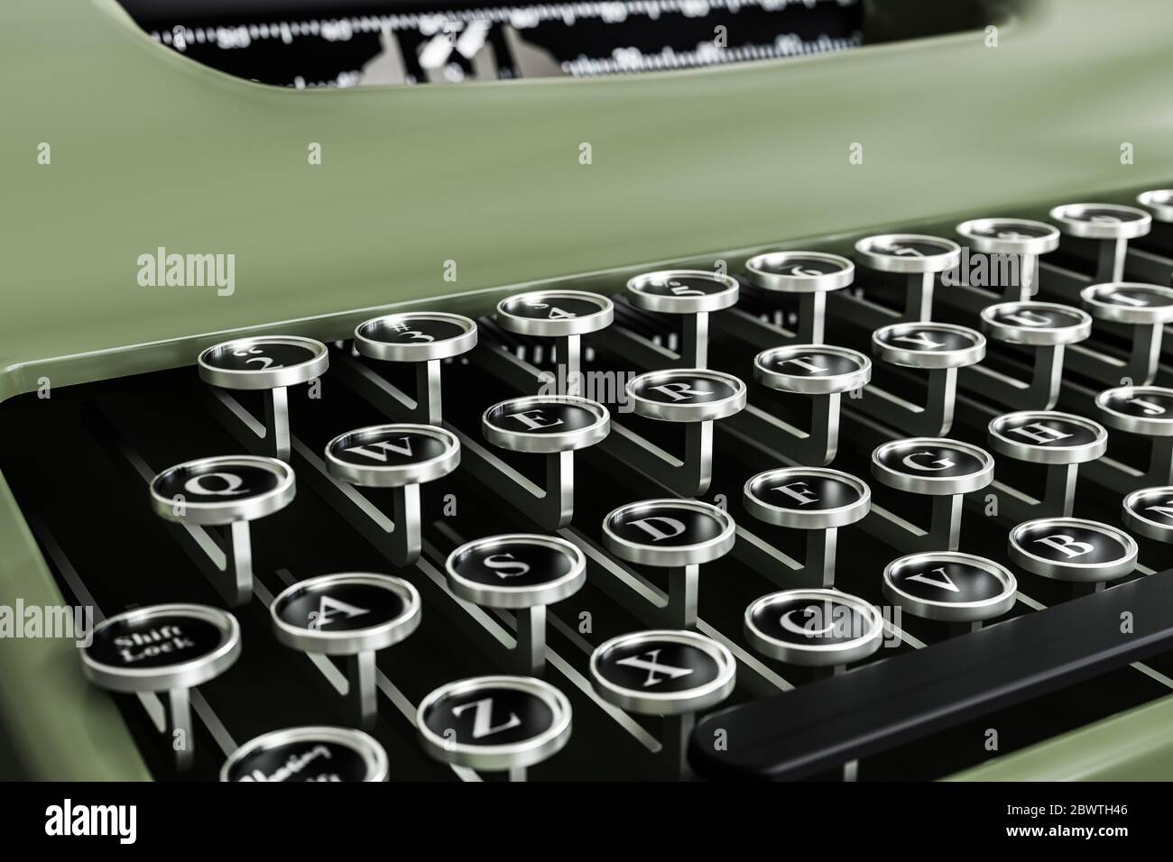 old green typewriter close up 3d illustration Stock Photo - Alamy