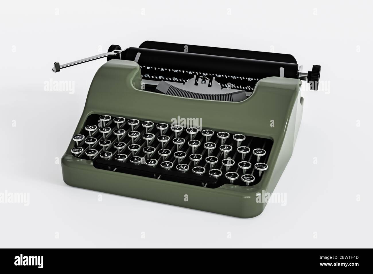 old green typewriter isolated on white background 3d illustration Stock ...
