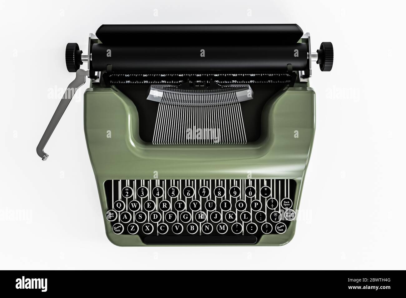 old green typewriter isolated on white background 3d illustration Stock ...