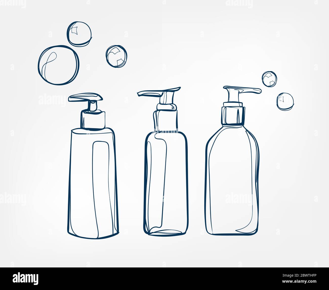 liquid cosmetics jars line art sketch outline isolated design element ...
