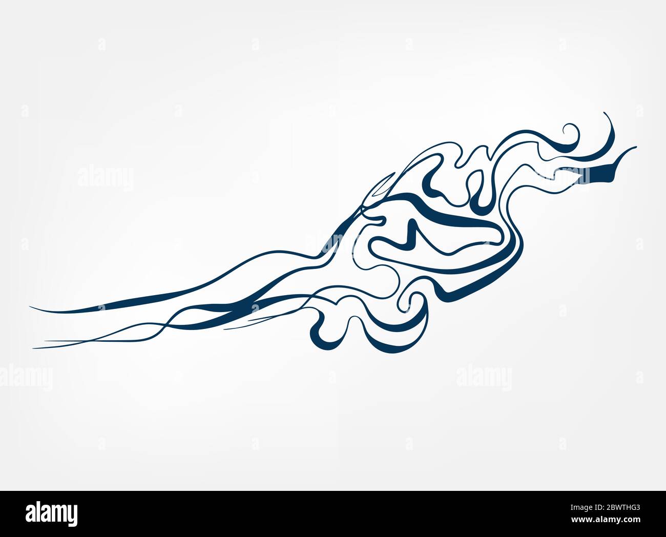 smoke line art sketch outline isolated design element cosmetics Stock ...