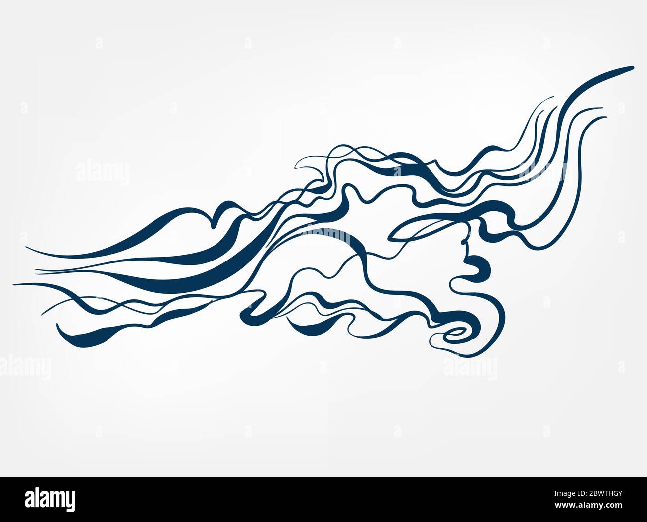 smoke line art sketch outline isolated design element cosmetics Stock ...