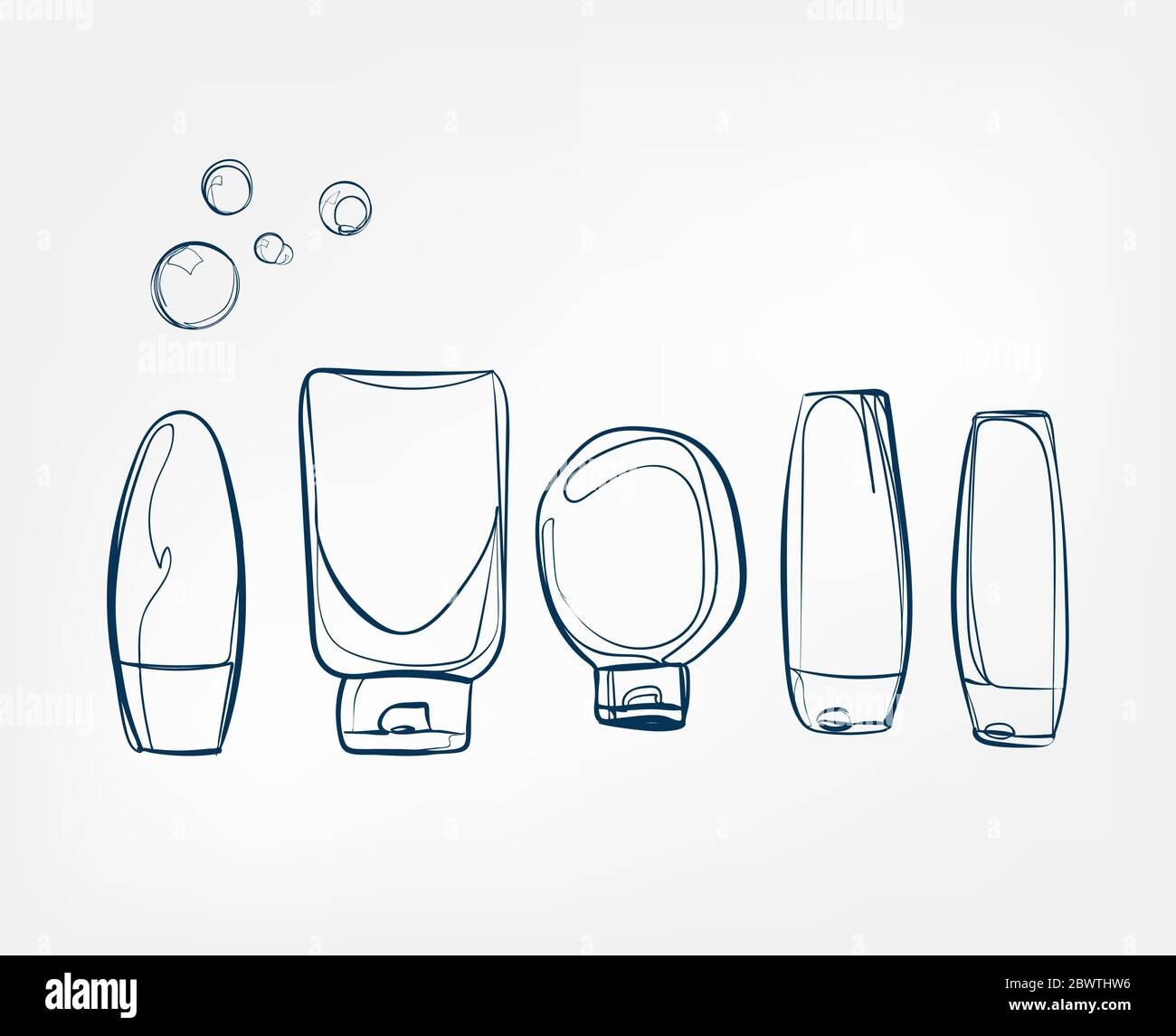 cosmetics jars line art sketch outline isolated design element ...