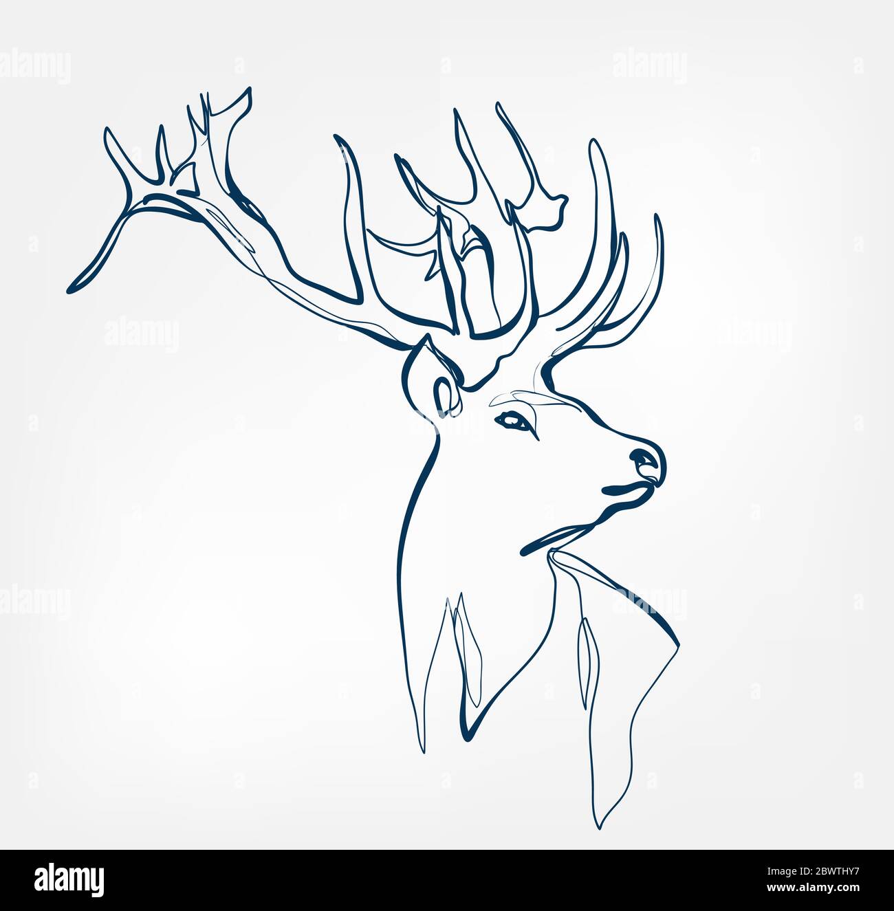 One line drawing deer Stock Vector Images - Alamy