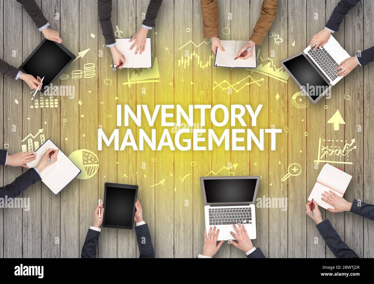 Group of Busy People Working in an Office with INVENTORY MANAGEMENT ...