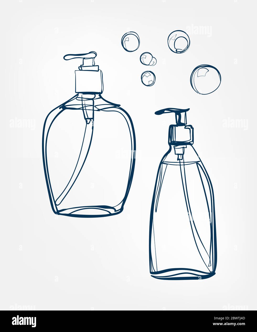 liquid cosmetics jars line art sketch outline isolated design element ...