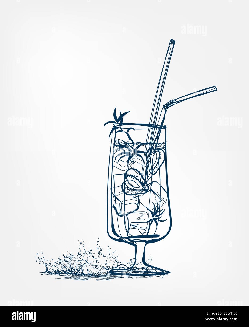 cocktail vector one line art drink isolated Stock Vector Image & Art ...