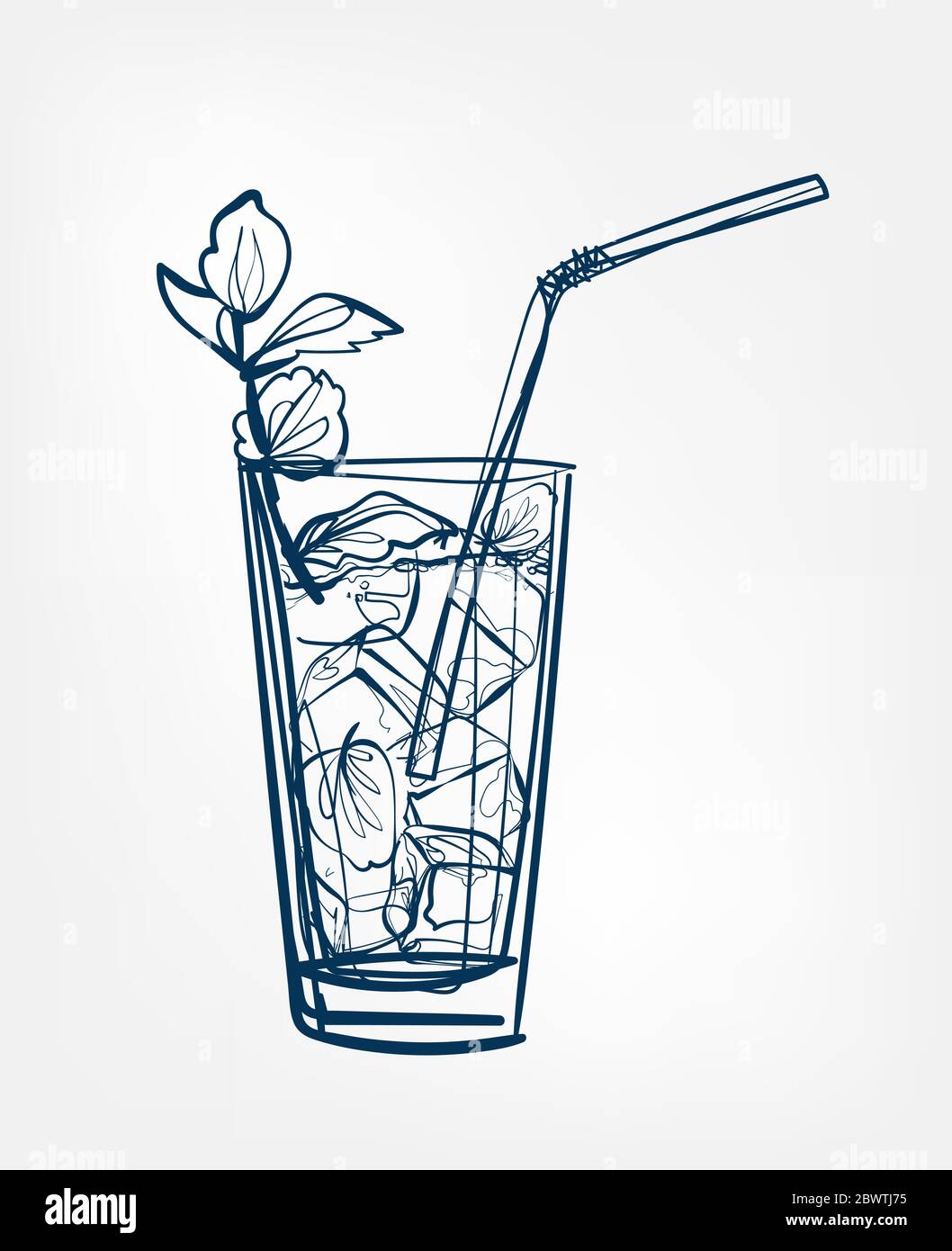 cocktail vector one line art drink isolated Stock Vector Image & Art ...