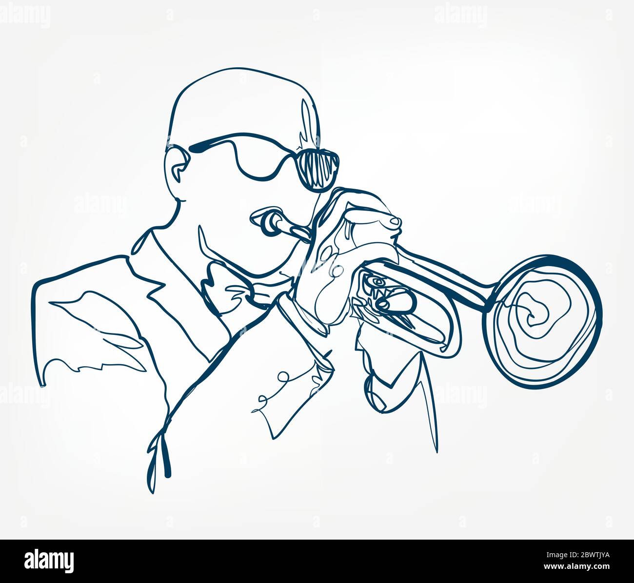 hands trumpet sketch line vector design isolated Stock Vector Image ...