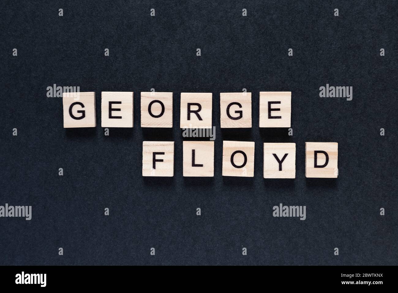George Floyd lettering on a black background, inscription on a black ...