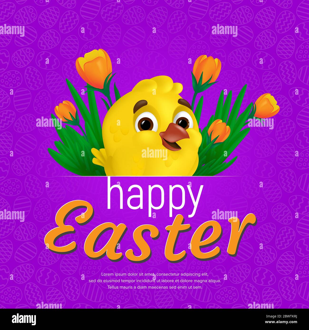 Happy Easter web banner or poster template. Vector square postcard ...