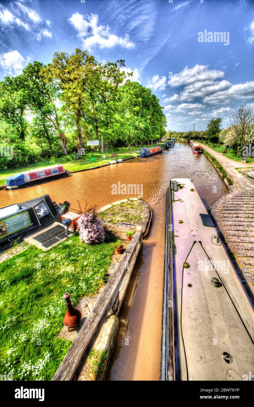 Shropshire Union Canal, Cheshire, England. Artistic view of a canal ...