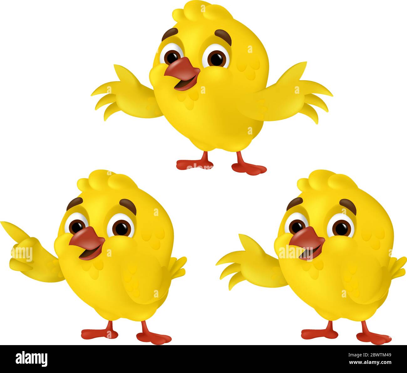 Set of cute cartoon chicks isolated on a white background. Vector ...