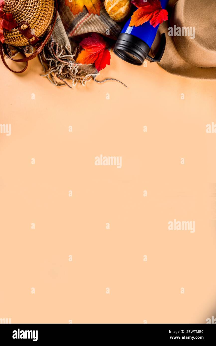 Fall cosiness rustic background. Autumn walks, garden relaxation ...