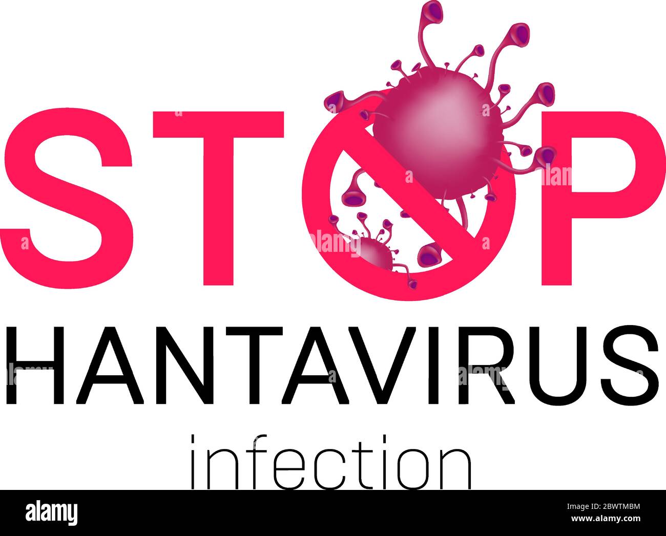 Stop Hantavirus infection vector illustration with bacteria cell and ...