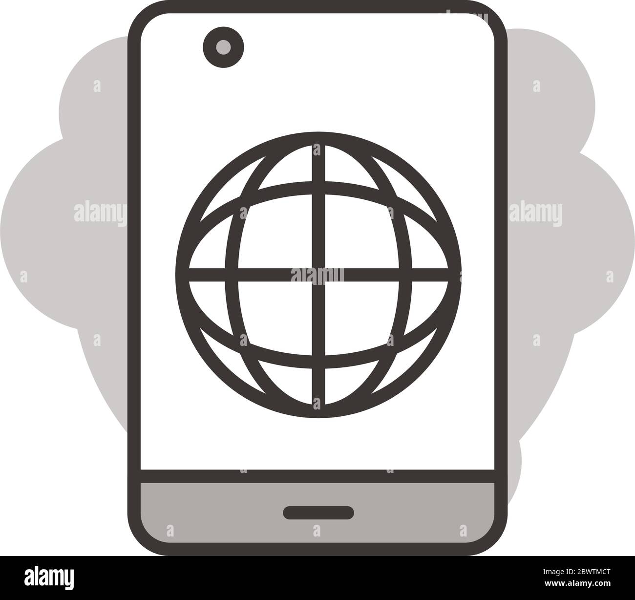 smartphone with sphere browser line style Stock Vector Image & Art - Alamy