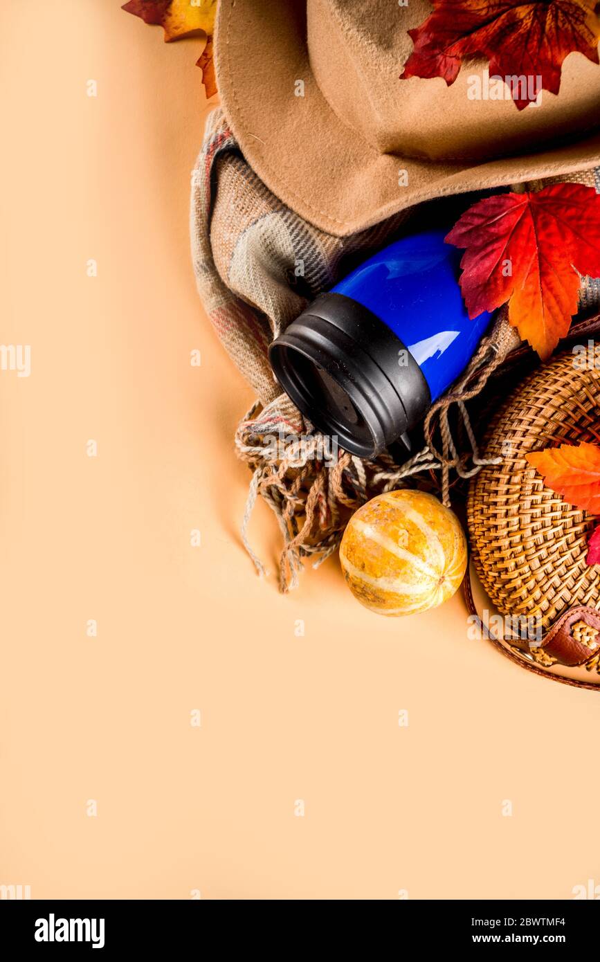 Fall cosiness rustic background. Autumn walks, garden relaxation ...