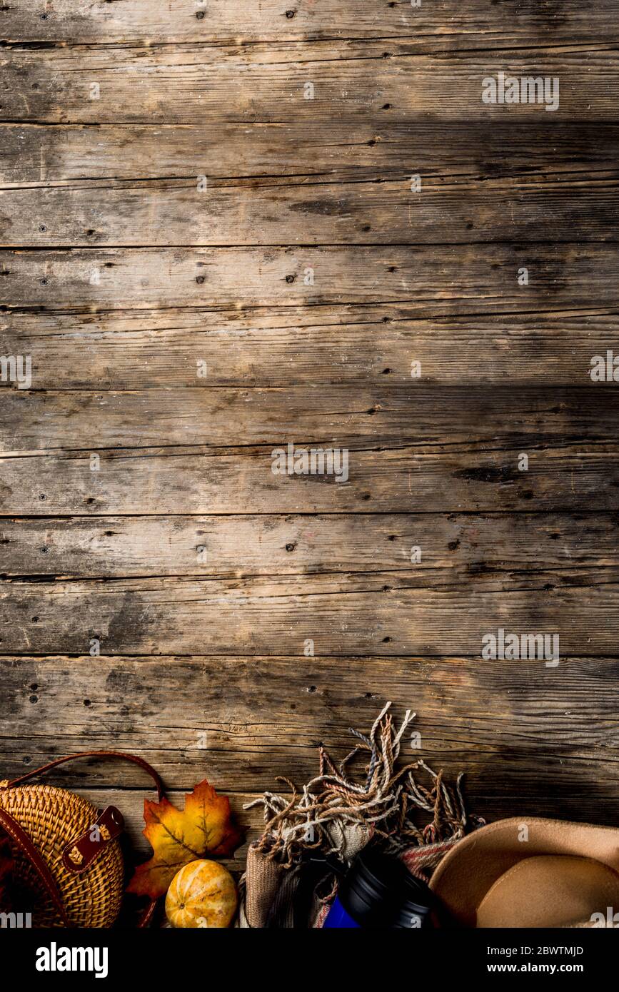 Fall cosiness rustic background. Autumn walks, garden relaxation ...