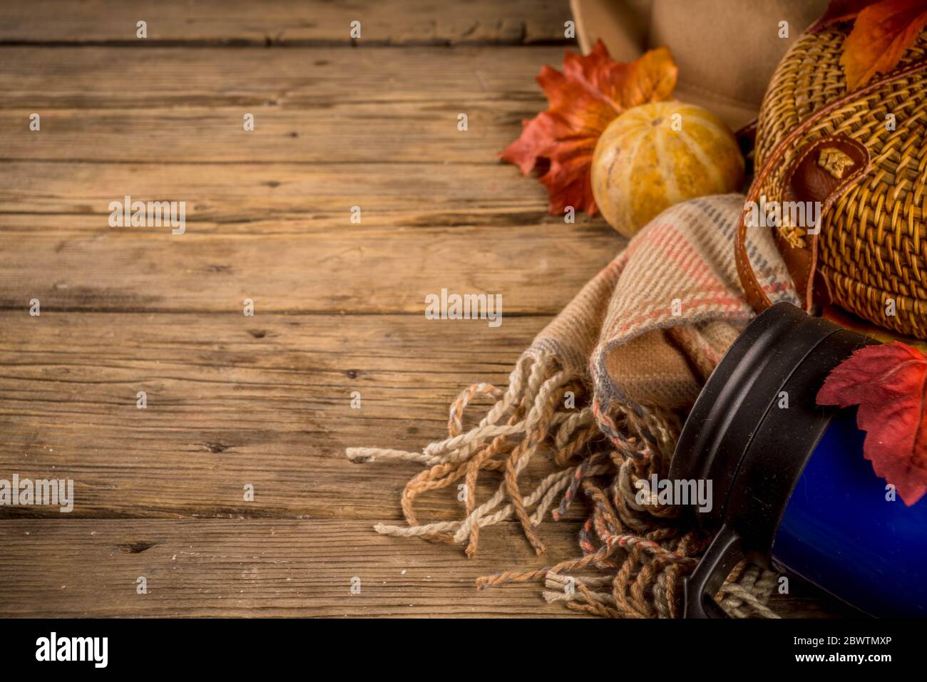 Fall cosiness rustic background. Autumn walks, garden relaxation ...