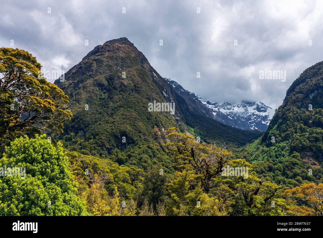 New Zealand, Southland, Scenic view of Mount Christina and Mount ...