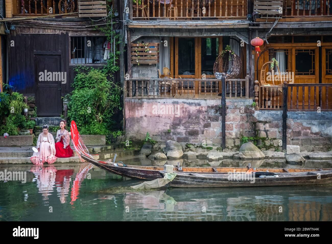 Feng Huang, China - August 2019 : Chinese women dressed in traditional ...