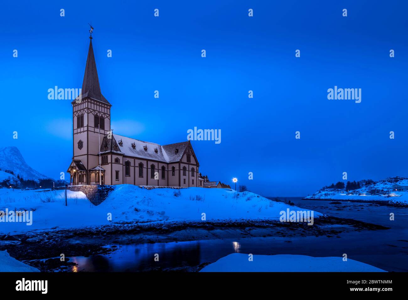 The Vagan church at dusk Stock Photo - Alamy