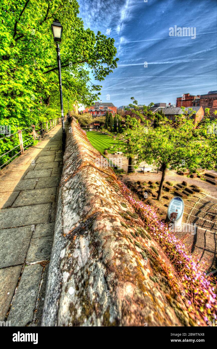 City of Chester, England. Artistic view of Chester City Walls near ...