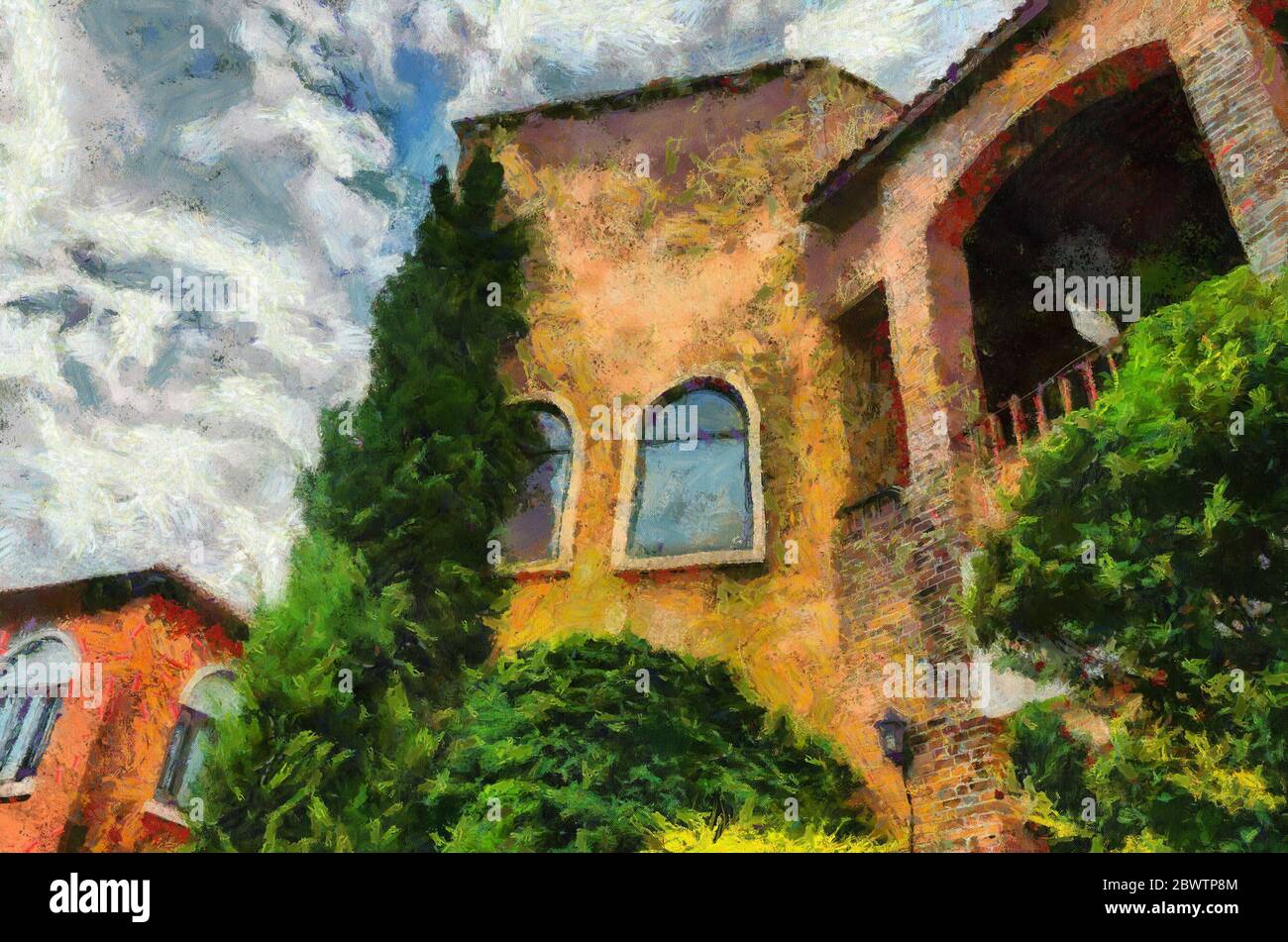 Italian style Colorful Italian style architecture Illustrations creates ...
