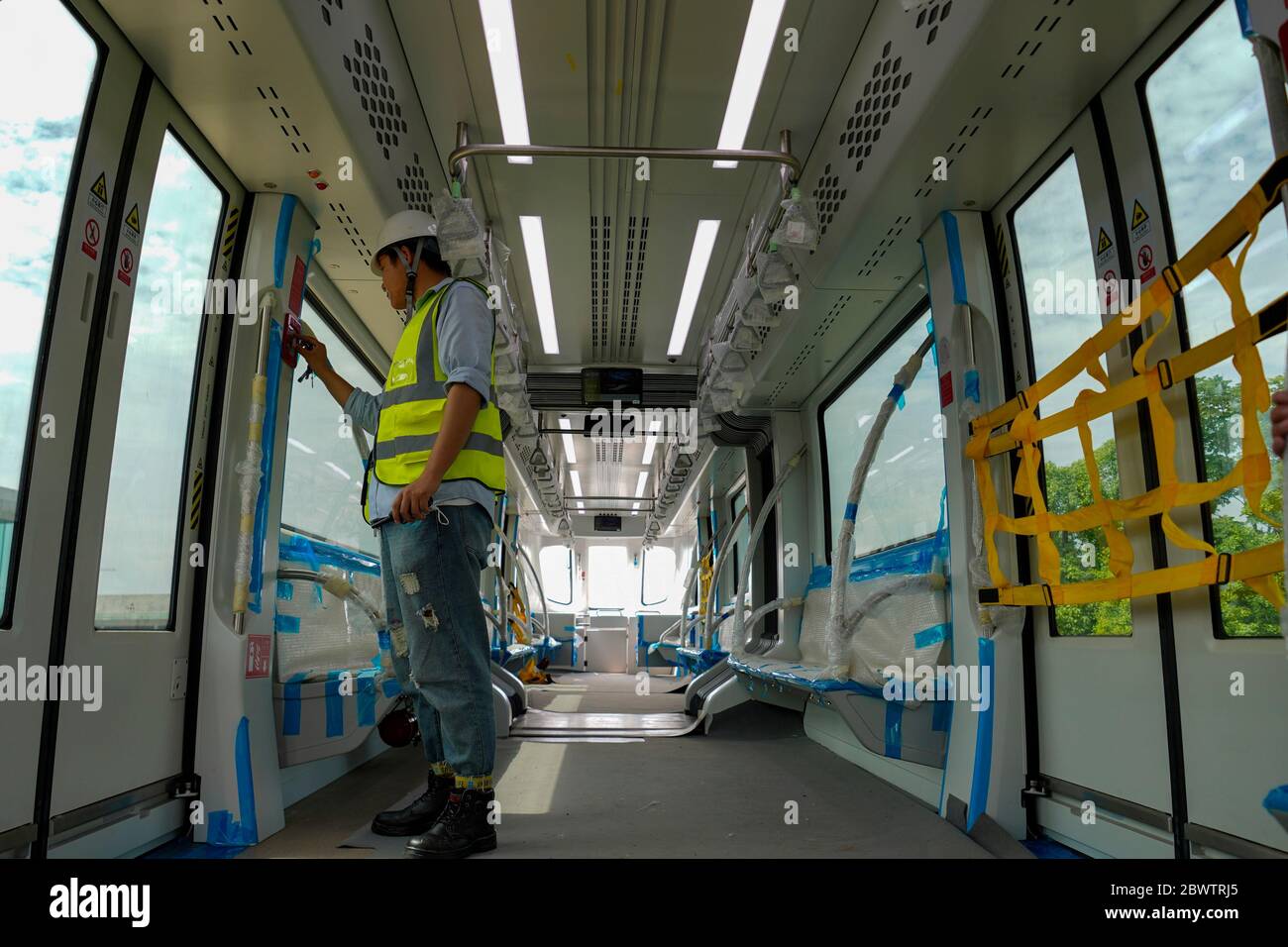 Chongqing. 3rd June, 2020. An engineer conducts electrical tests on a ...