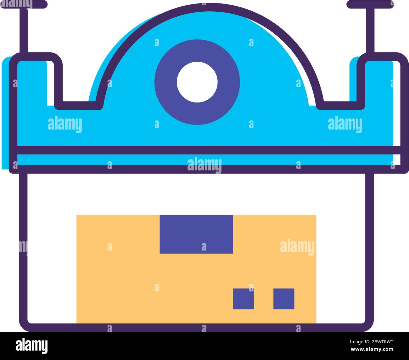 warehouse building facade delivery service line and fill style icon ...