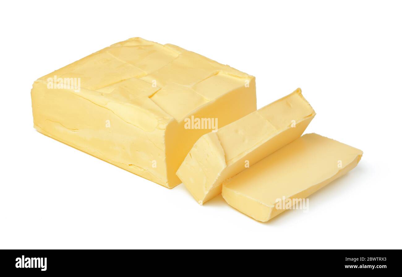 Block of butter isolated on white background Stock Photo - Alamy