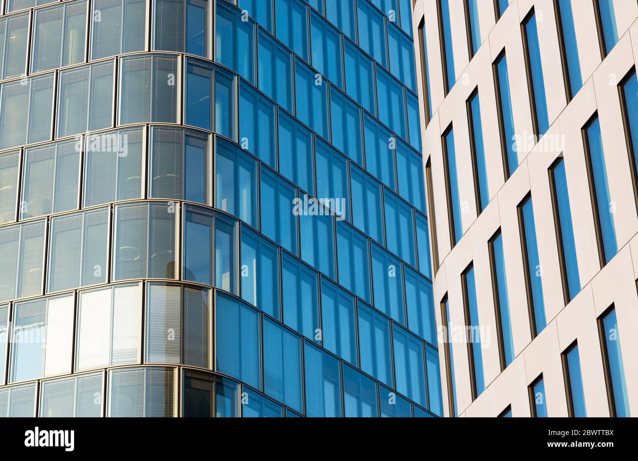 Germany, Bavaria, Munich, Windows of Bavaria Towers complex skyscrapers ...