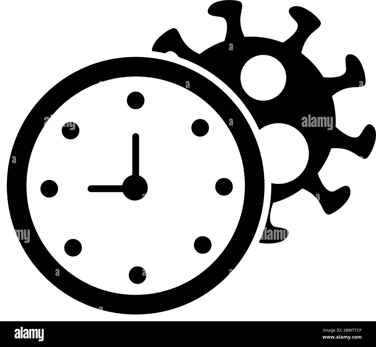 covid19 virus particle with clock silhouette style Stock Vector Image ...