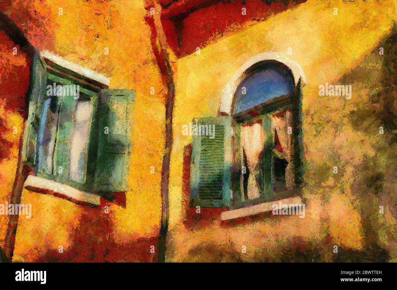 Italian style Colorful Italian style architecture Illustrations creates ...