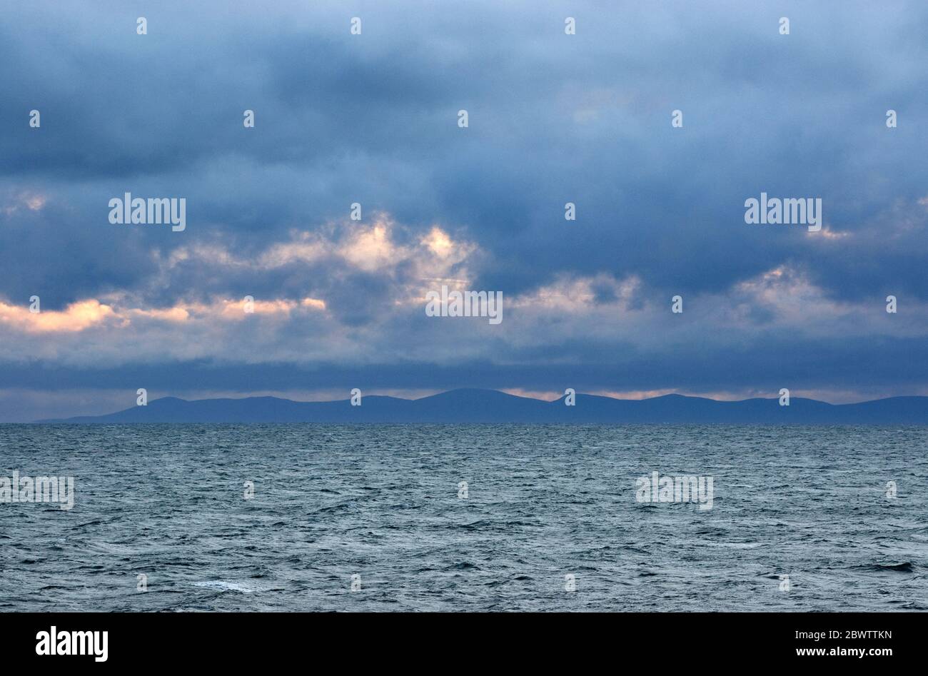 Isle of Man and Irish sea from Kearney Point, Co Down Northern Ireland ...