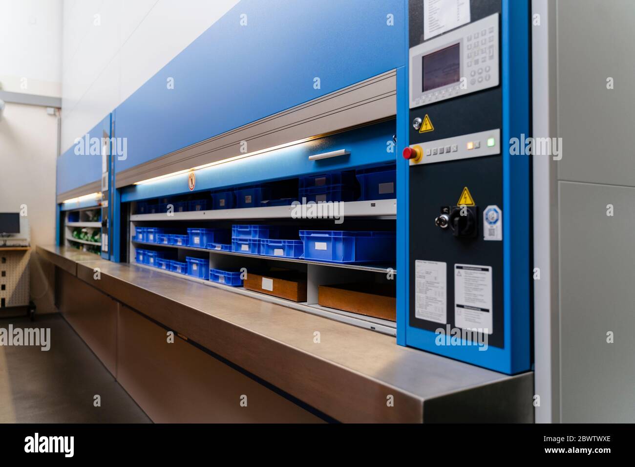 Germany, Bavaria, Munich, Automated warehouse rack inside factory Stock ...