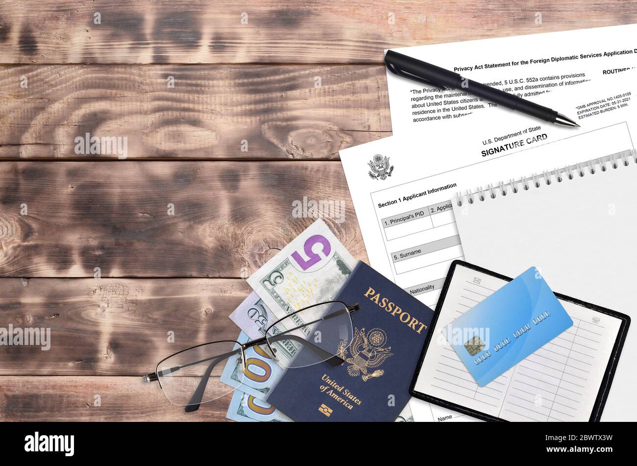 Department of State form DS4139 Signature card lies on table and ready ...